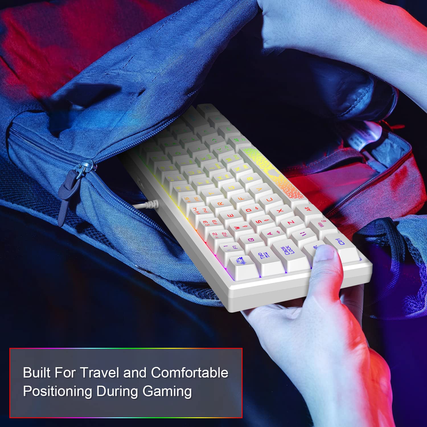 Ajazz K61 60% Percent Keyboard,RGB Backlit Wired Compact Mechanical Feeling Gaming Keyboard with Quick Quiet Typing,19 Anti-Ghosting Keys Membrane USB Cable for Windows Laptop PC Mac.