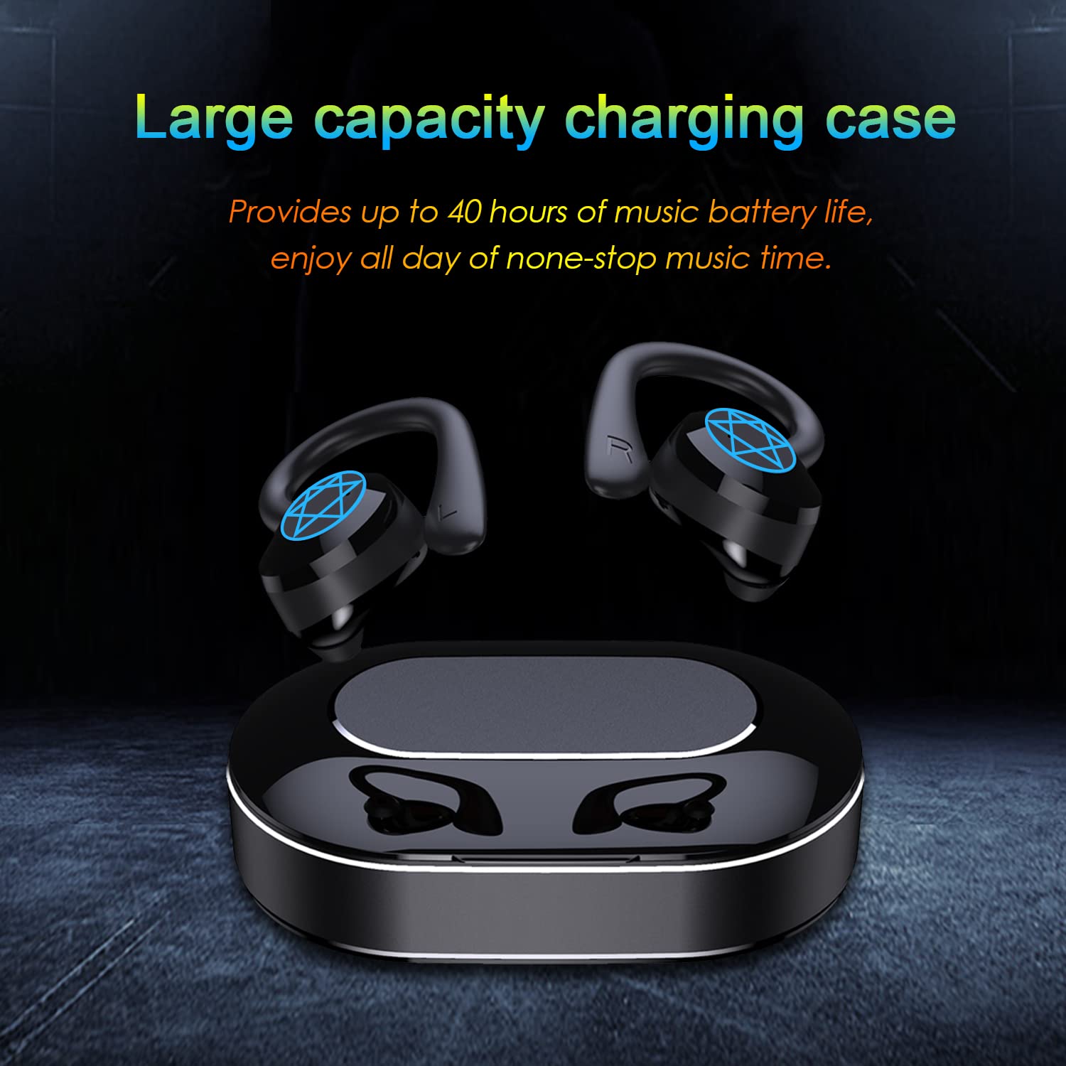 Wireless Earbuds, Bluetooth Sport Earphone with Earhook, Ear Buds Built-in Microphone, Perfect Sound Long Distance Connection Stereo Sound Noise Cancelling Headsets for Workout, Running, Gym