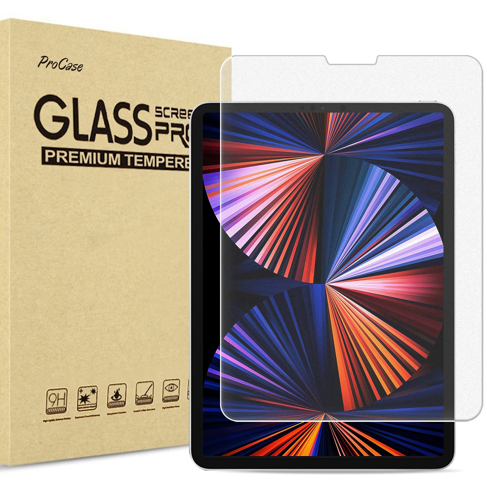 ProCase for iPad Pro 12.9 Inch 6th 5th 4th 3rd Gen 2022 2021 2020 2018 Screen Protector, Matte Tempered Glass Anti-fingerprint Film Guard for iPad Pro 12.9 6 5 4 3