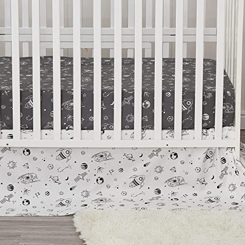 Brandream Space Crib Sheets for Baby Boys Toddler Fitted Sheet 100% Cotton Milky Way Spaceship Rocket Galaxy Print Nursery Bed Sheet Set