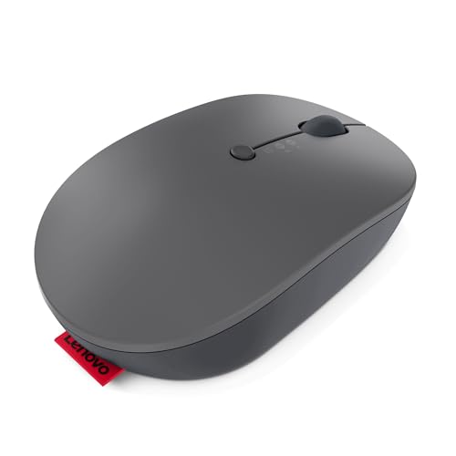 Lenovo Go Multi-Device Wireless Mouse, 2.4GHz Nano USB-C Receiver, Bluetooth, Adjustable DPI, USB-C Rechargeable Battery, Qi Wireless Charging, Ambidextrous, GY51C21211, Grey
