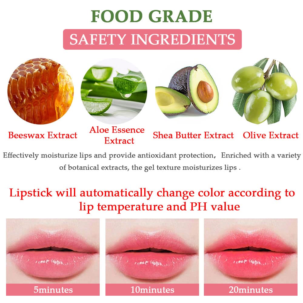 BINGBRUSH 5 Pcs Aloe Vera Color Changing Lipstick Queen,Long Lasting Lip Care Nutritious Plumper Lip Balm Moisturizer Magic PH Temperature Color Change Lip Gloss Makeup Set for Women