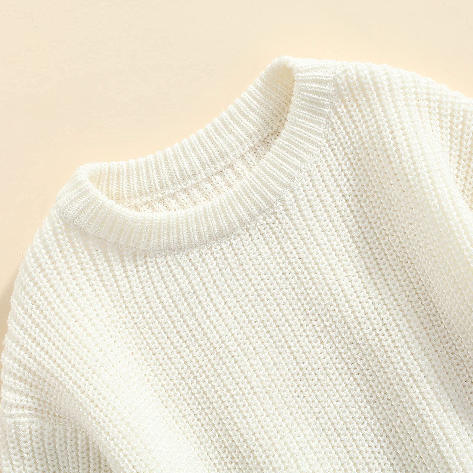 Infant Toddler Baby Girl Boy Knit Sweater Pullover Sweatshirt Warm Long Sleeve Shirt Tops Knitted Fall Winter Clothes (White, 2-3T)