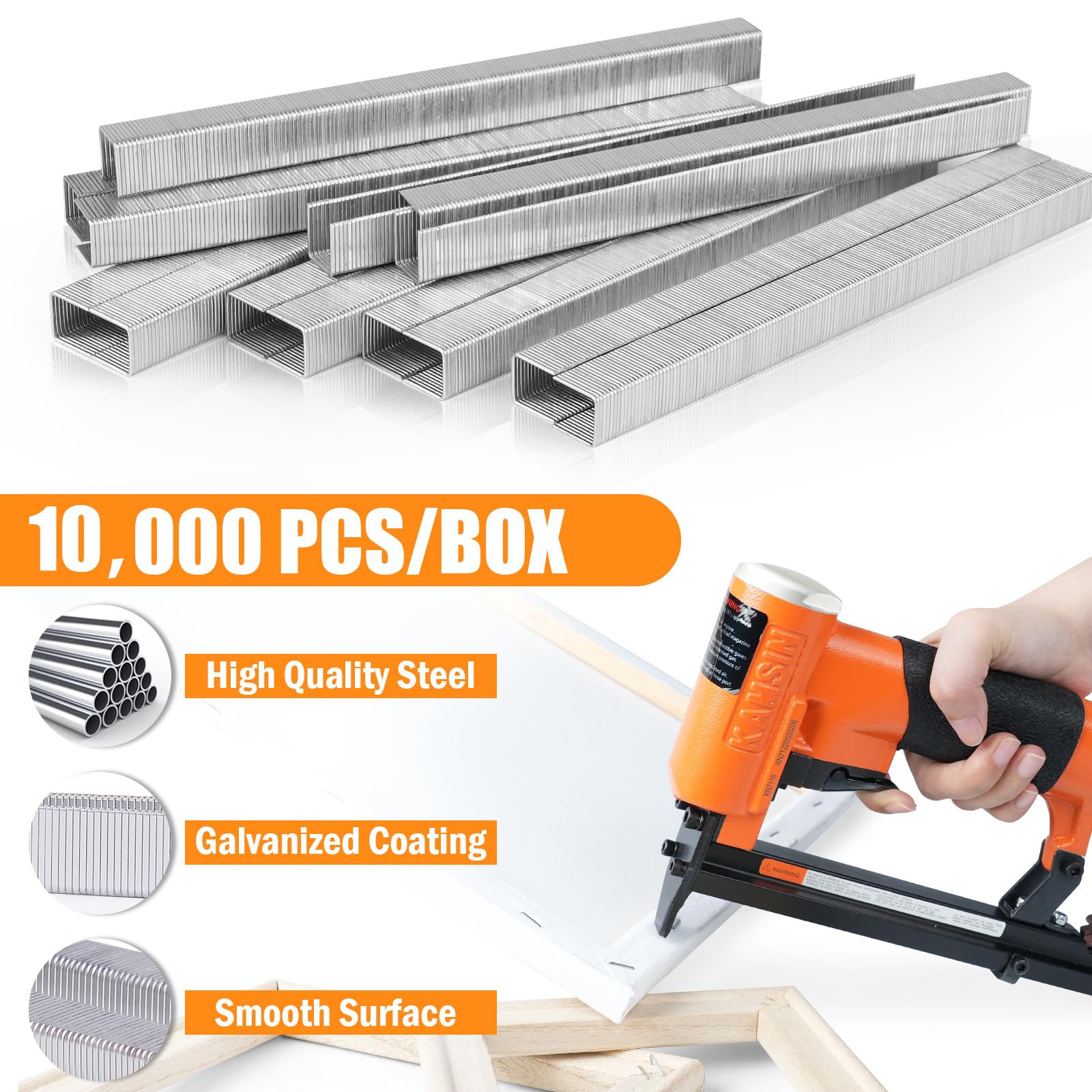 Kimsing 7110 22 Gauge 71 Series Galvanized Upholstery Staples, 3/8-inch Crown 3/8-inch Leg Length, Fasteners for Fine Wire Stapler (1 Box)