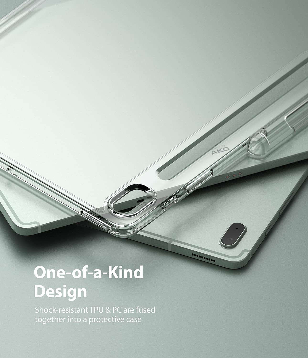 Ringke Fusion Designed for Galaxy Tab S7 FE Case 12.4-inch (2021), Transparent Hard Back Shockproof Bumper Tablet Back Cover with Side S Pen Holder - Clear