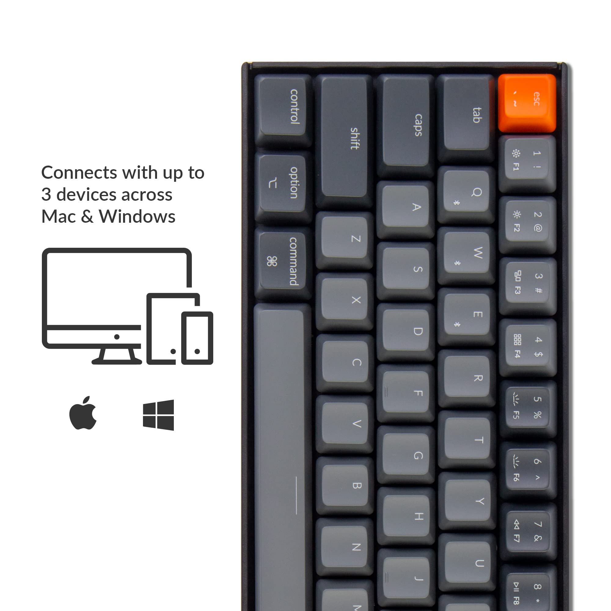 Keychron K14 70% Layout 72 Keys Bluetooth Wireless/USB Wired Mechanical Gaming Keyboard for Mac with Gateron G Pro Brown Switch/Multitasking/RGB Backlight Computer Keyboard for Windows Laptop
