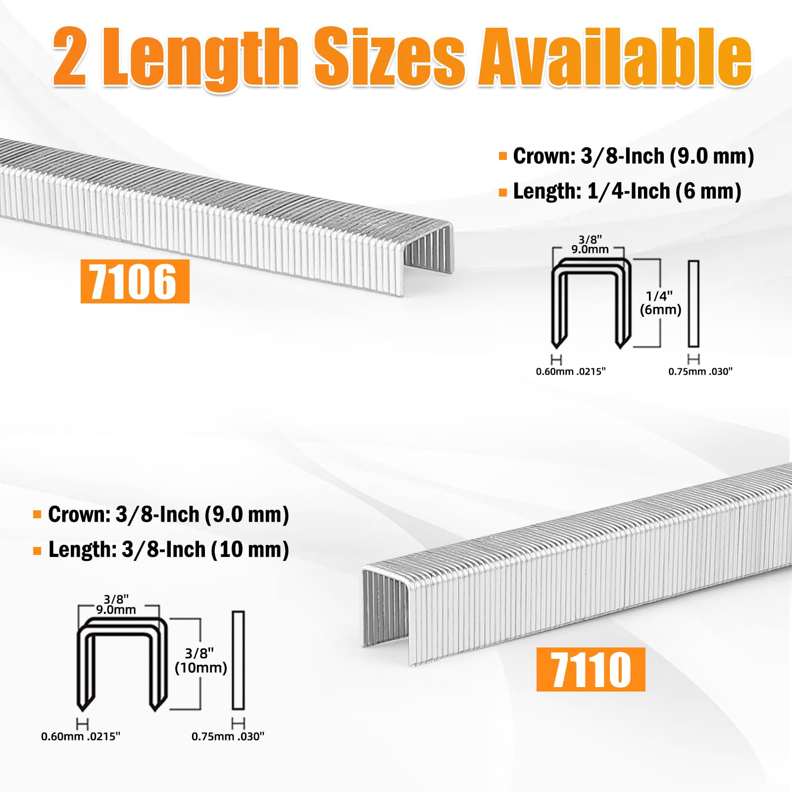 Kimsing 7110 22 Gauge 71 Series Galvanized Upholstery Staples, 3/8-inch Crown 3/8-inch Leg Length, Fasteners for Fine Wire Stapler (1 Box)