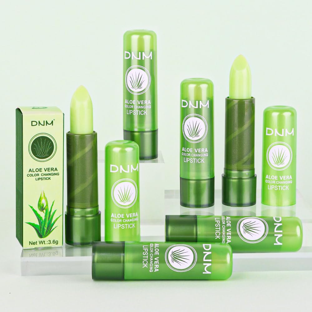 BINGBRUSH 5 Pcs Aloe Vera Color Changing Lipstick Queen,Long Lasting Lip Care Nutritious Plumper Lip Balm Moisturizer Magic PH Temperature Color Change Lip Gloss Makeup Set for Women
