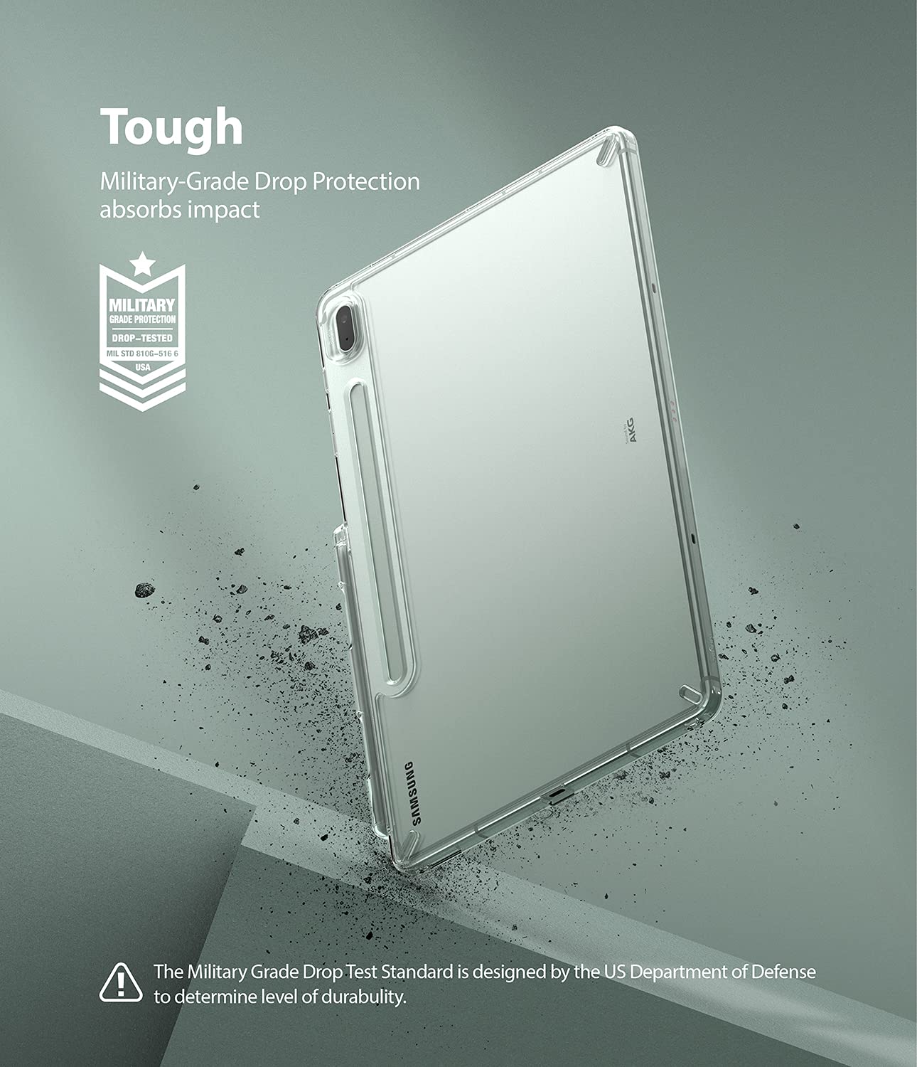 Ringke Fusion Designed for Galaxy Tab S7 FE Case 12.4-inch (2021), Transparent Hard Back Shockproof Bumper Tablet Back Cover with Side S Pen Holder - Clear
