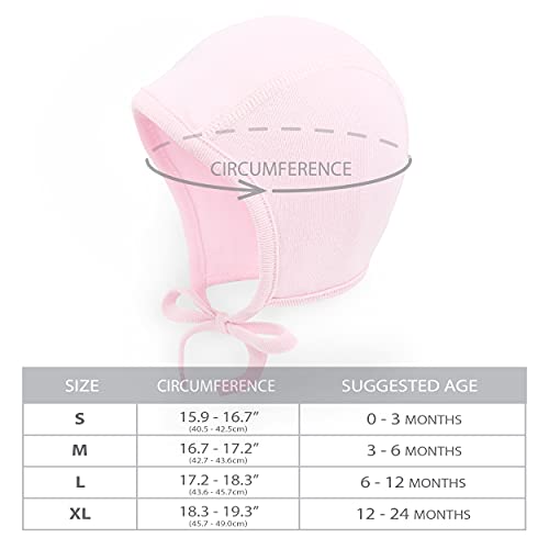JELLYTREE Baby Hat Bonnet 100% Cotton Soft Toddler Earflap Hats Infant Boys Beanie Pilot Caps, Grey+Black, L