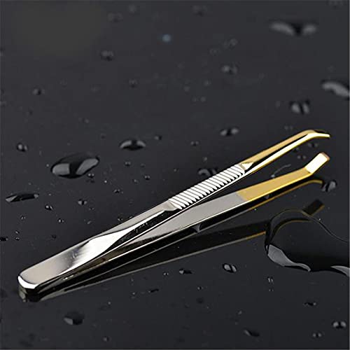LZIYAN Stainless Steel Eyebrows Tweezers,Eyebrow Plucking Clip,Facial Hair Splinter and Ingrown Hair Removal Makeup Tool 8.5cm/3.35inch,Golden
