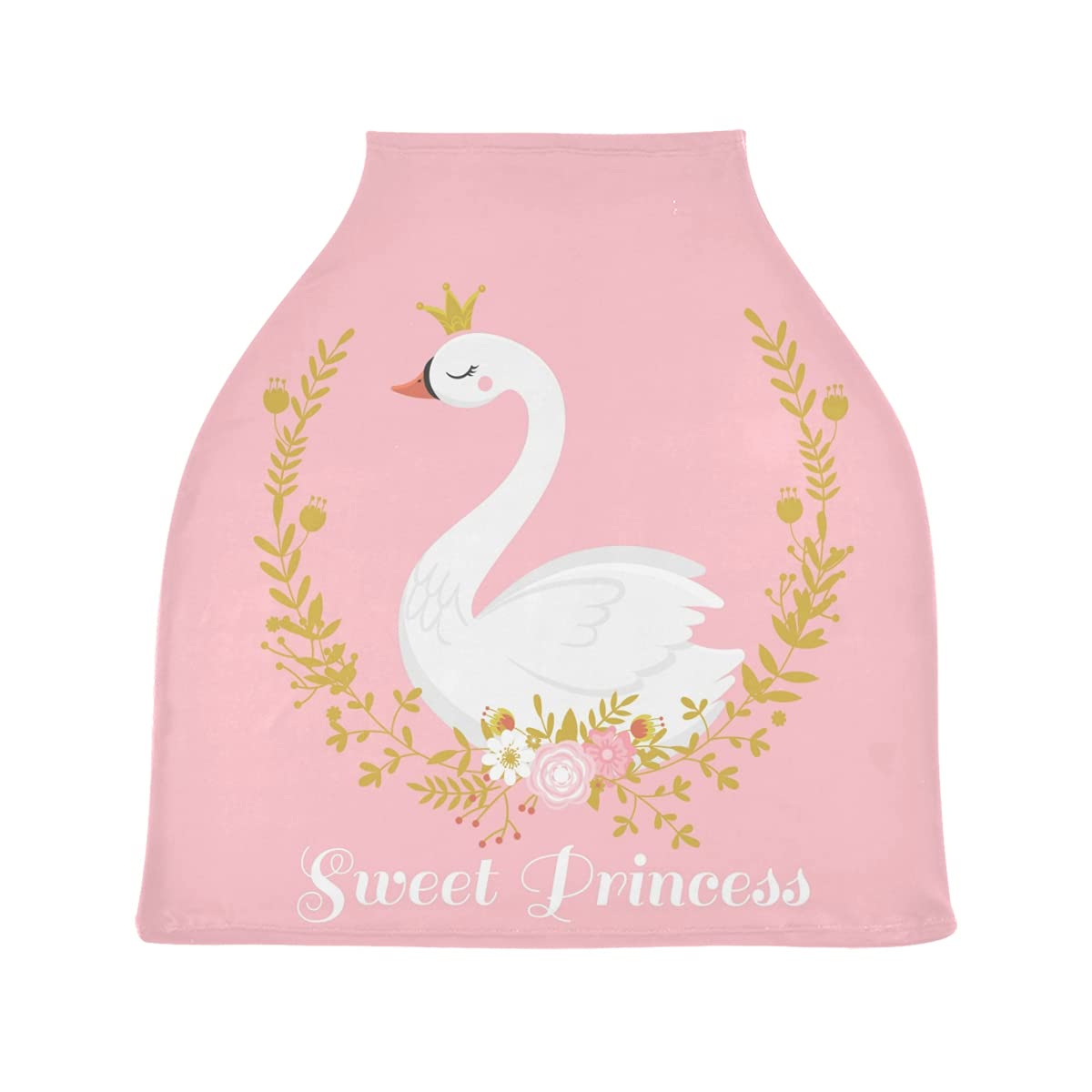 Cute Swan Princess Baby Car Seat Covers Canopy Nursing Cover Breastfeeding Scarf Soft Breathable Stretchy Coverage Infant Stroller Cover Multi Use for Boys Girls Babies