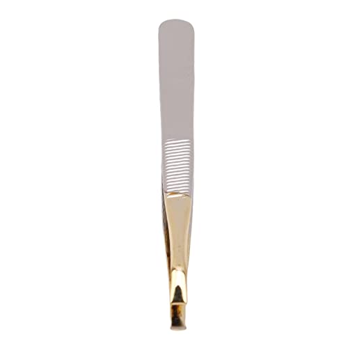 LZIYAN Stainless Steel Eyebrows Tweezers,Eyebrow Plucking Clip,Facial Hair Splinter and Ingrown Hair Removal Makeup Tool 8.5cm/3.35inch,Golden