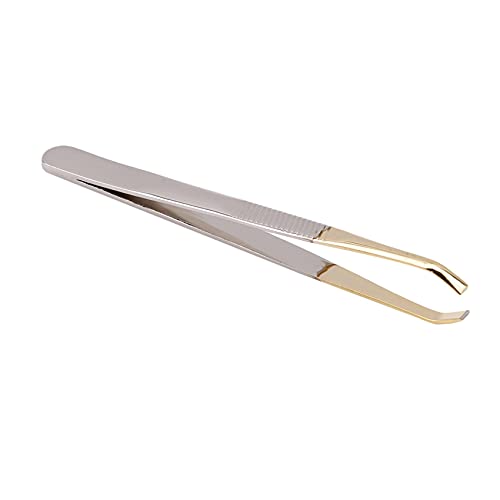 LZIYAN Stainless Steel Eyebrows Tweezers,Eyebrow Plucking Clip,Facial Hair Splinter and Ingrown Hair Removal Makeup Tool 8.5cm/3.35inch,Golden