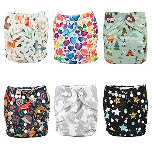 ReUseLife One Size Adjustable Washable Reusable Baby Cloth Diapers Without Inserts,6 Pack Covers Only (6DG03)