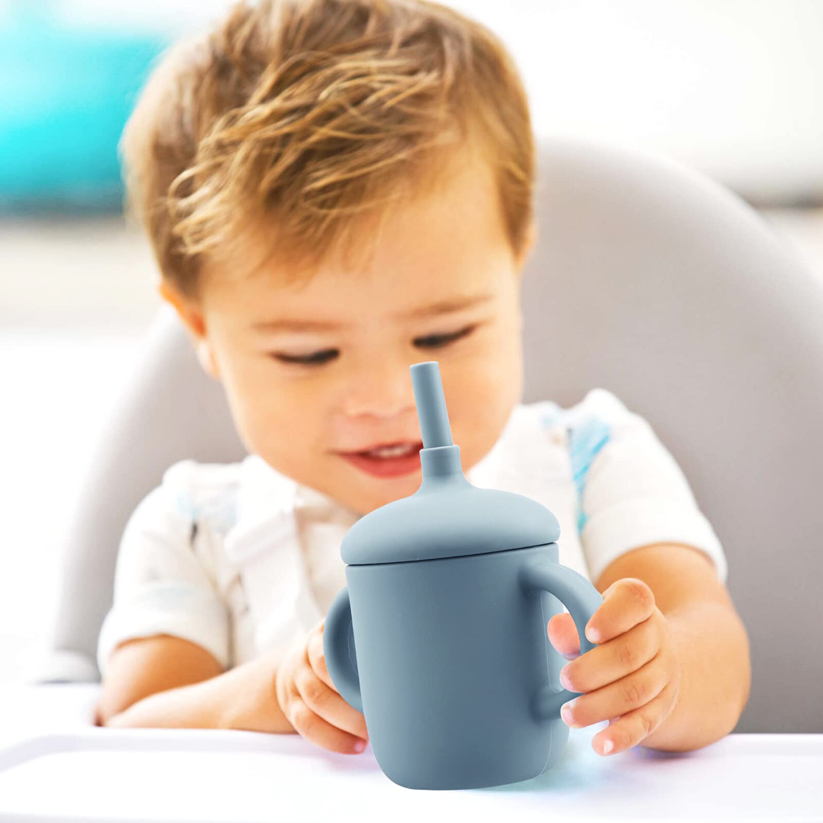 Mintlyfe Toddler Cups Silicone Training Sippy Cups with Straw Lid