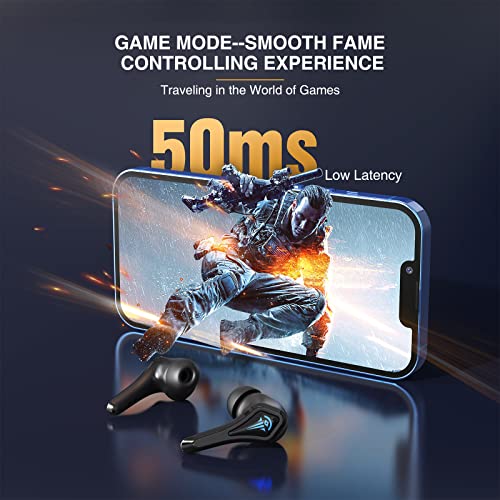 Bluetooth Earbuds, 50ms Low Latency Gaming Wireless Earbuds, QTREE 5.2 Version,Noise Cancelling, 36H Playing Time, IPX5 Waterproof Deep Bass Music Mode for iPhone and Android