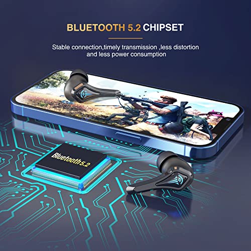 Bluetooth Earbuds, 50ms Low Latency Gaming Wireless Earbuds, QTREE 5.2 Version,Noise Cancelling, 36H Playing Time, IPX5 Waterproof Deep Bass Music Mode for iPhone and Android