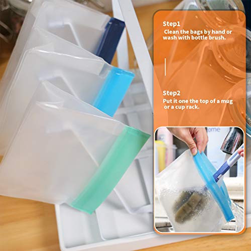 Meetall 12Pack Reusable Freezer Bags Resilient Leakproof Bags for Sandwich Snacks and Meal Prep Extra Thick Durable Locking Seal Press Bag for Freshness BPA FREE