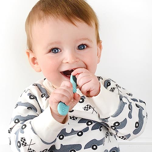 PrimaStella Silicone Chew Spoon Set for Babies and Toddlers - Safety Tested - BPA Free - Microwave, Dishwasher and Freezer Safe - Rosy Shades
