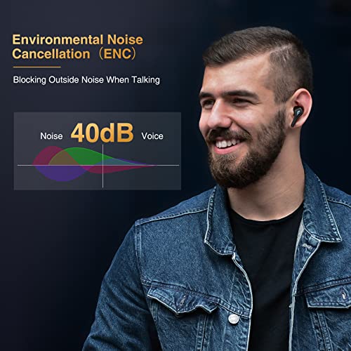 Bluetooth Earbuds, 50ms Low Latency Gaming Wireless Earbuds, QTREE 5.2 Version,Noise Cancelling, 36H Playing Time, IPX5 Waterproof Deep Bass Music Mode for iPhone and Android