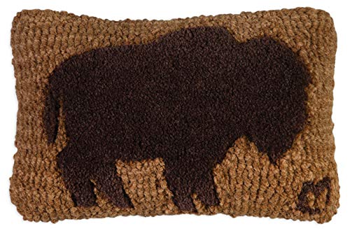 Chandler 4 Corners Artist-Designed Buffalo Hand-Hooked Wool Decorative Throw Pillow (8” x 12”)