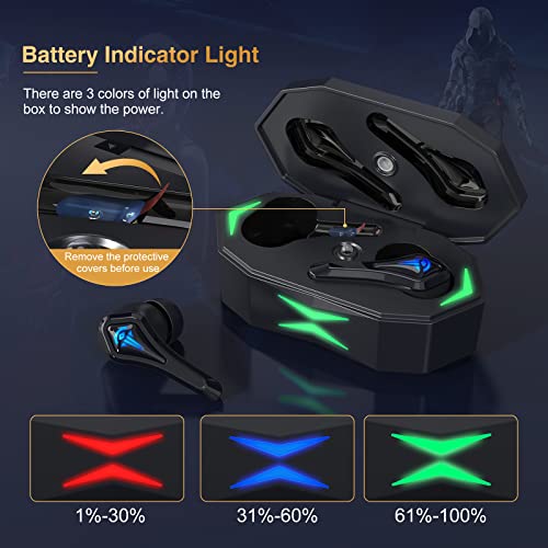 Bluetooth Earbuds, 50ms Low Latency Gaming Wireless Earbuds, QTREE 5.2 Version,Noise Cancelling, 36H Playing Time, IPX5 Waterproof Deep Bass Music Mode for iPhone and Android