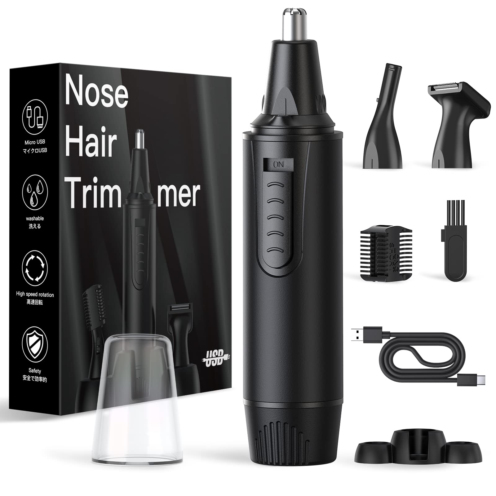 Ear and Nose Hair Trimmer-Rechargeable Nose Hair Trimmer for Men and Women-2023 Professional Painless Nose Clipper Eyebrow & Facial Hair Trimmer-IPX7 Waterproof Dual Edge Blades for Easy Cleansing