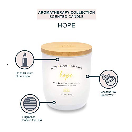 Aromatherapy Candle by Studio Oh! - Hope - 7.5-Ounce Coconut-Soy Blend Wax Scented Jar Candle for Home & Office - Burns up to 40 Hours