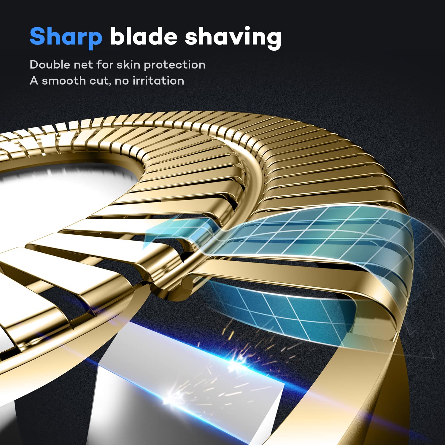 Replacement Head Shavers for Bald Men, 5 and 6 Heads Beard Hair Replacement Blade, Easy to Clean Electric Shaver Fit Your Face and Head Shave for Bald (Gold)