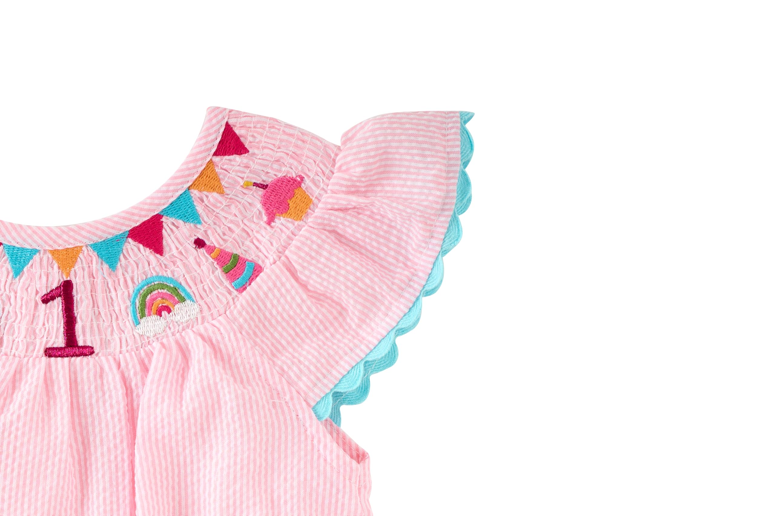 Mud Pie Baby Girls Smocked Birthday Bubble, 12-18 Months, Pink, 12-18 Months US