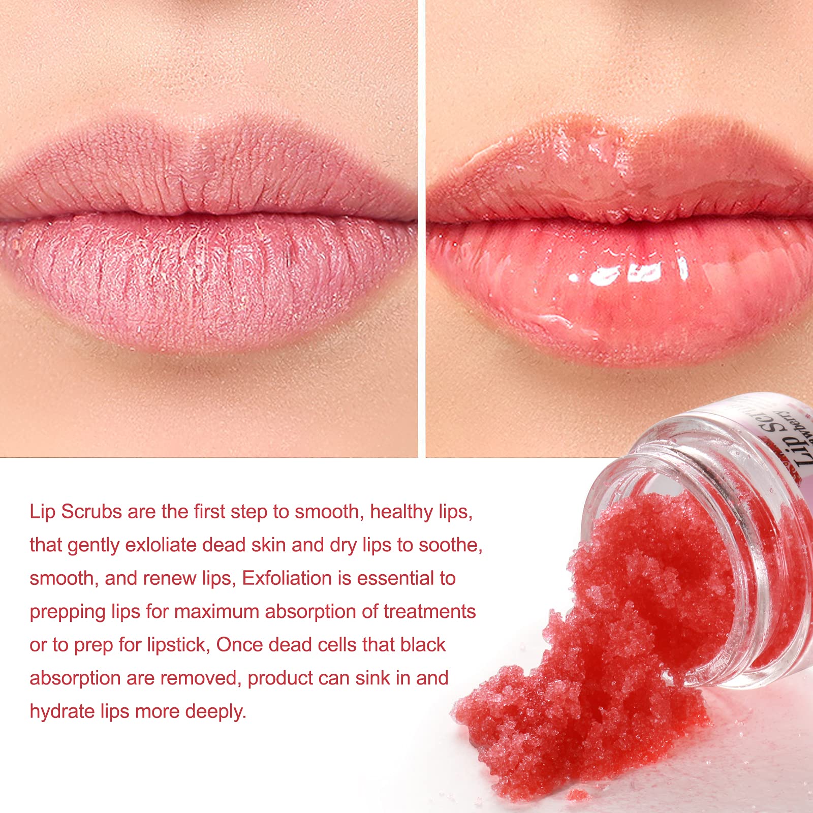 Lip Scrub, Exfoliator Moisturizer Lip Sugar Scrub Moisturizing Collagen Lip Balm Mask Night Sleep Lip Mask Effectively Moisturizes And Repairs Dry Lips Lip Treatment - Strawberry