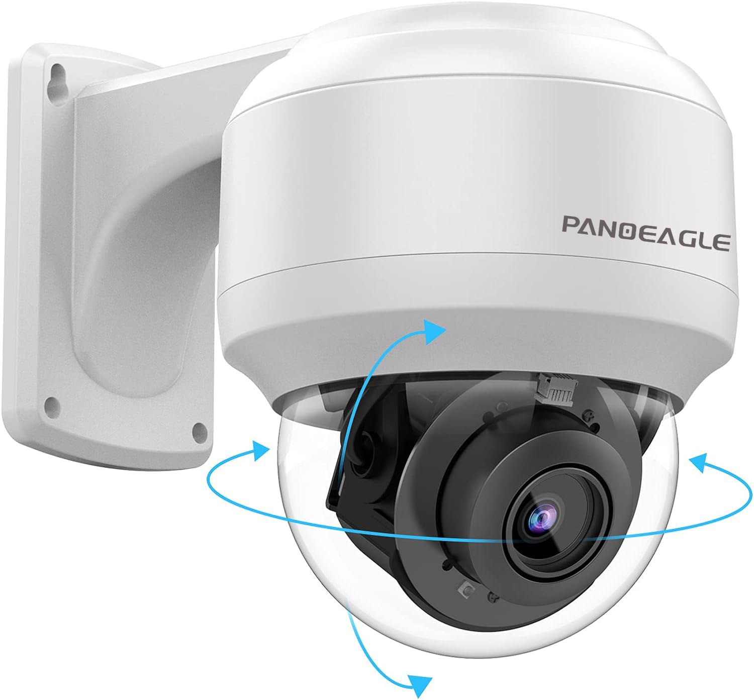 PANOEAGLE Outdoor 8MP PTZ PoE IP Camera Dome with Pan Tilt 4X Optical Zoom Motorized Lens, Built-in Mic, Human Vehicle Detection, 165ft IR Night Vision, IP67, IK10