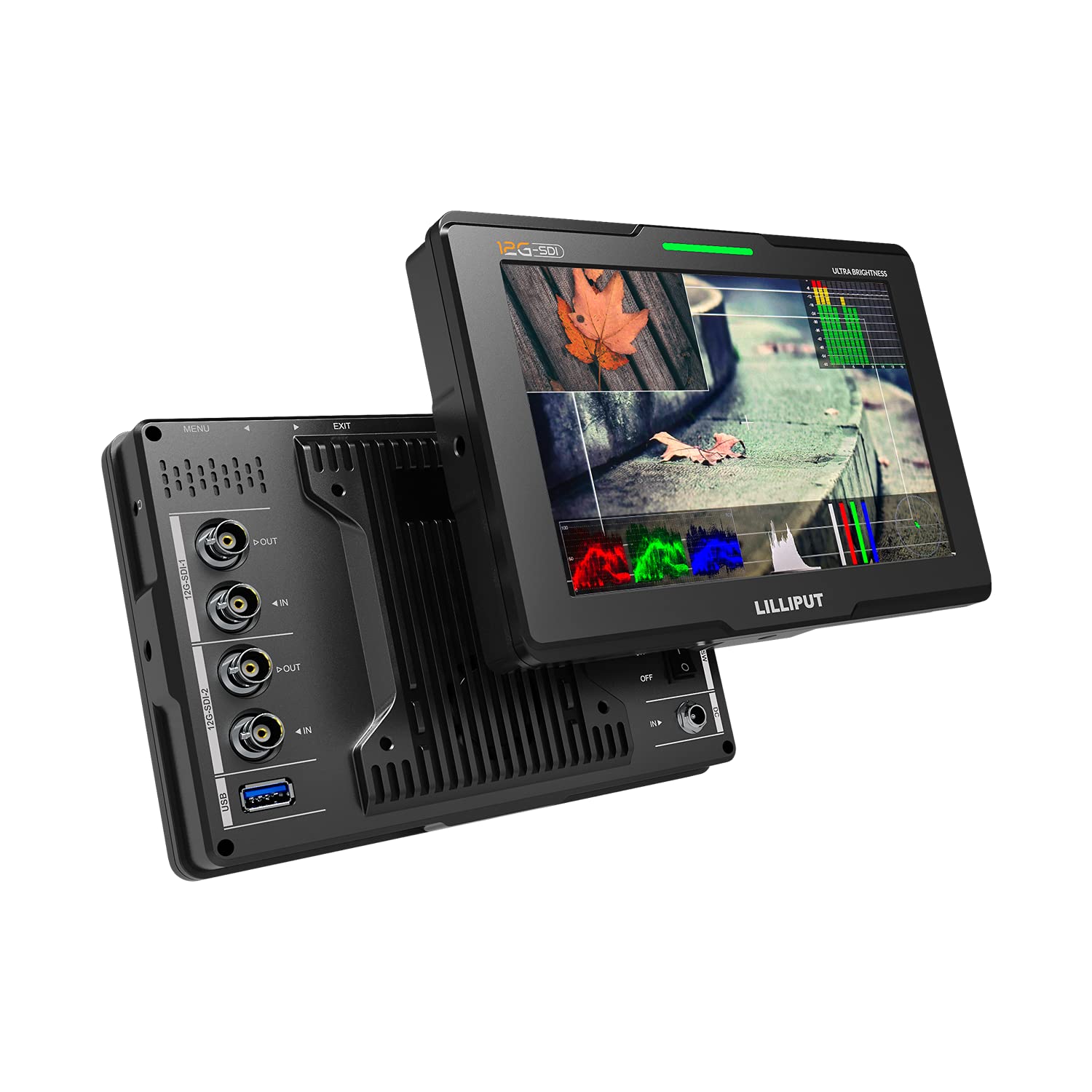 LILLIPUT 7" Q7-12G 7inch 2000nits 12G-SDI Ultra Brightness On-Camera Monitor-12G-SDI x 2 HDMI 2.0 x 1 Tally Output 12G-SDI x 2 HDMI 2.0 x 1 HDR 3D-LUT Waveform Level Meter Vector Scope