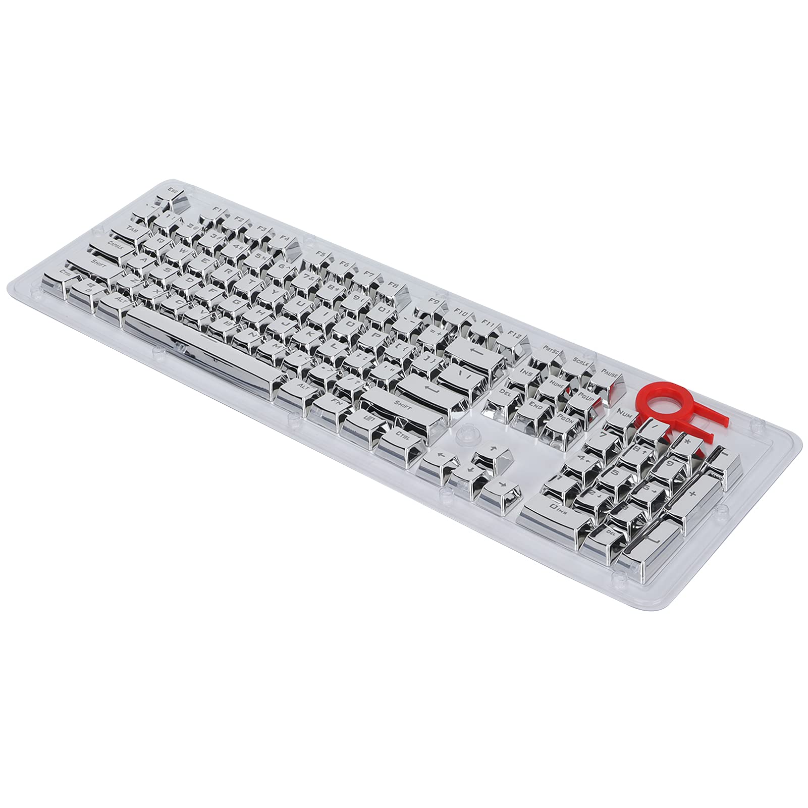 104Pcs Keycaps,DIY Personalized Design Metallic Durable Stable Two Tone Translucent Backlit Mechanical Keyboard Caps,Gaming Keyboard Replacement Parts(Silver)