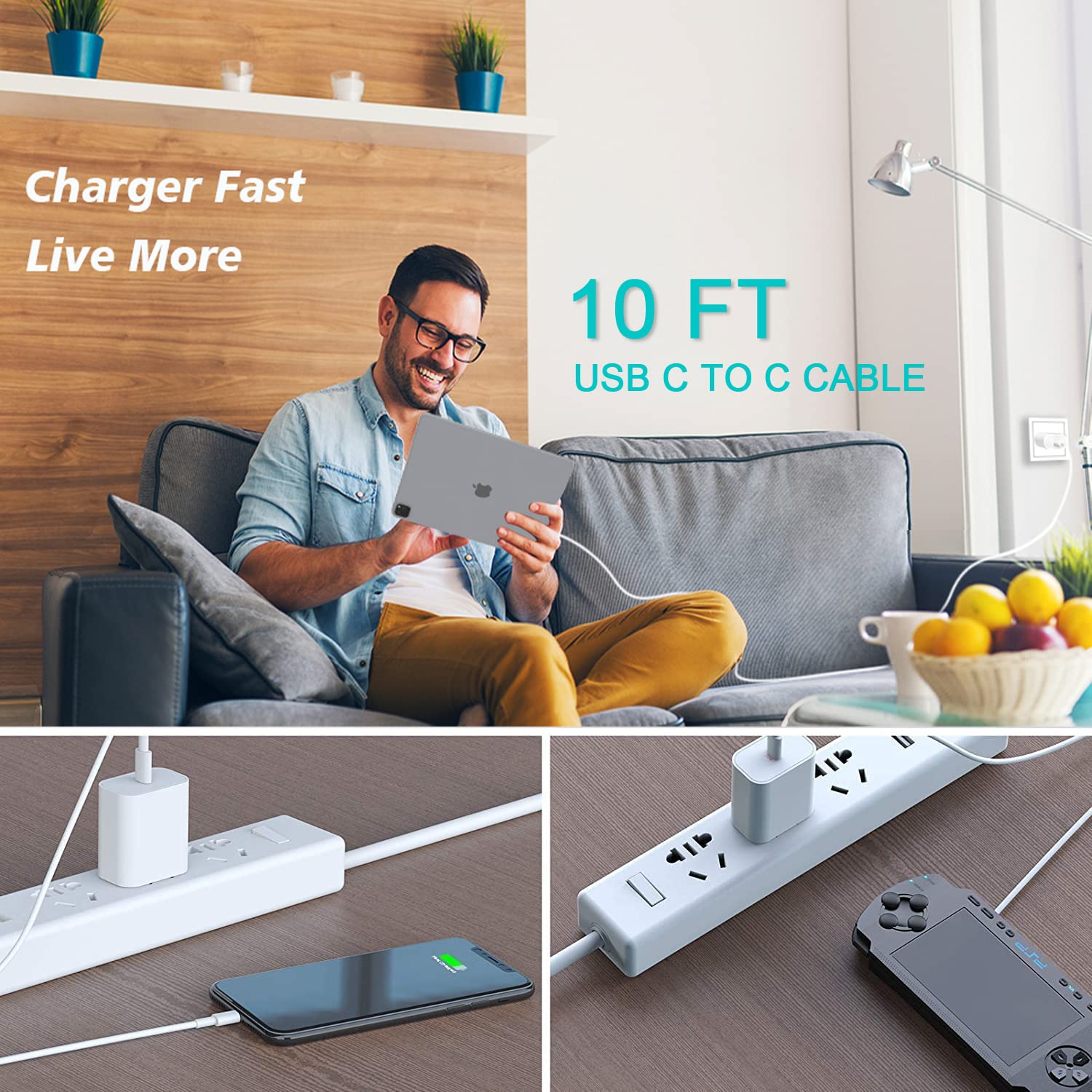 iPad Fast Charger, 20W iPad Pro Charger with 10FT iPhone 16 15 Charging Cable for iPhone 16/16 Pro/15/15 Pro Max/15 Plus, iPad 10th, iPad Air 5/4th, iPad Mini 6th, iPad Pro 12.9/11 inch 2022/2021/2020