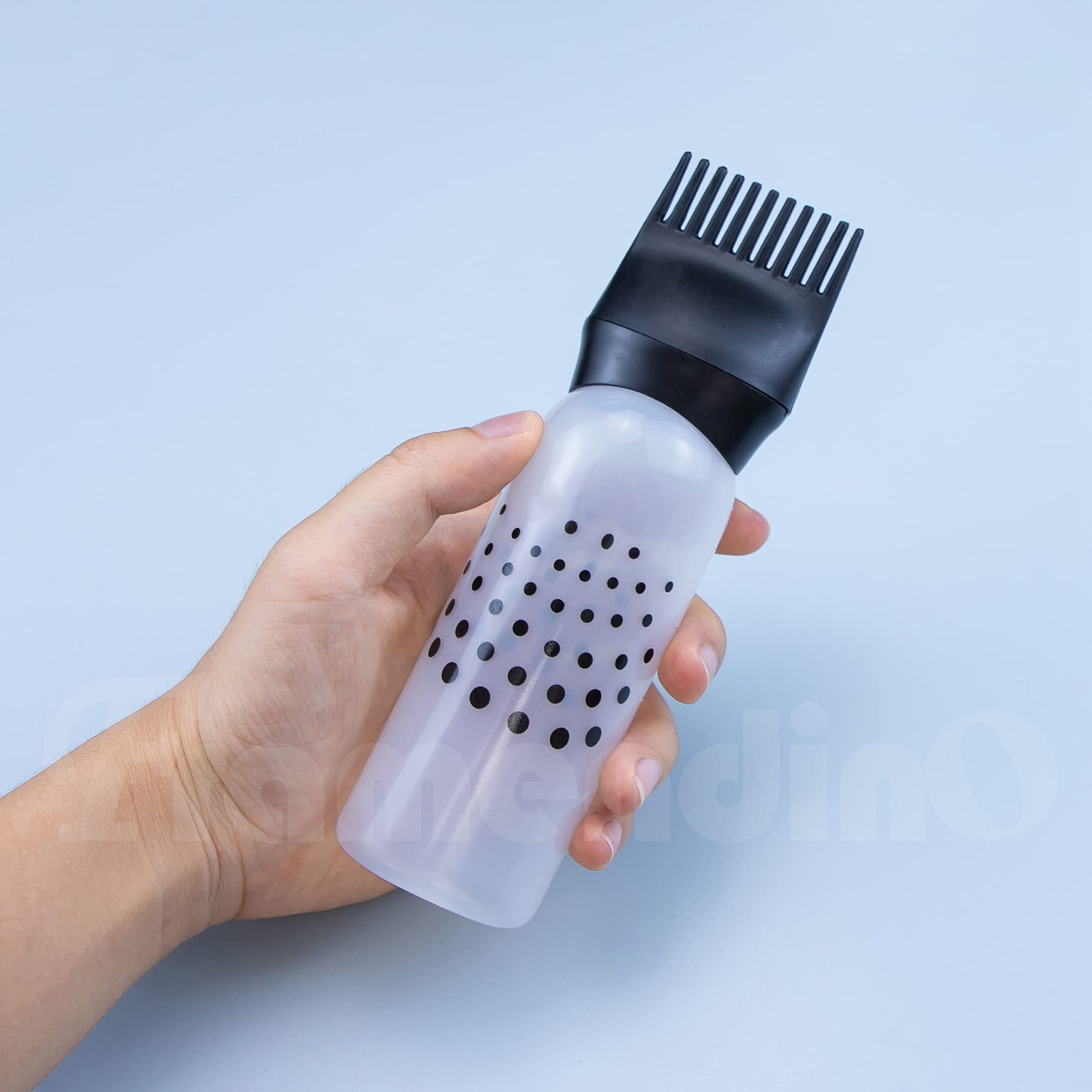 Framendino, 3 Pack Root Comb Applicator Bottle with Graduated Scale Colorful Plastic Squeeze Brush for Hair Dye Home Salon 6 oz