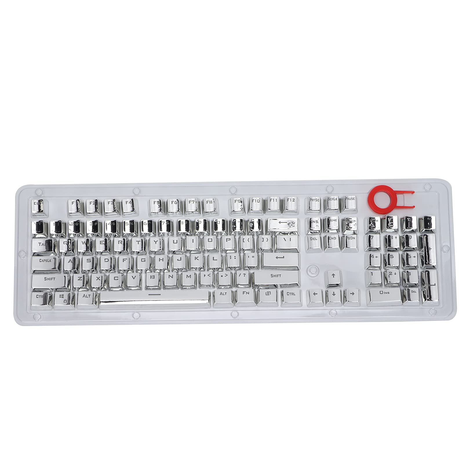 104Pcs Keycaps,DIY Personalized Design Metallic Durable Stable Two Tone Translucent Backlit Mechanical Keyboard Caps,Gaming Keyboard Replacement Parts(Silver)