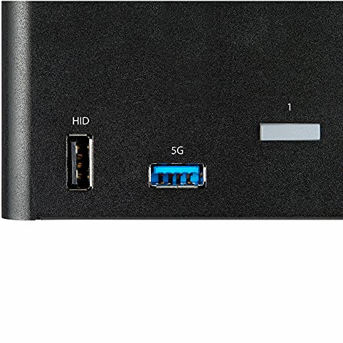 StarTech.com 2 Port Triple Monitor DisplayPort KVM Switch - 4K 60Hz UHD HDR - Desktop DP 1.2 KVM with 2 Port USB 3.0 Hub (5Gbps) & 4X USB 2.0 HID Ports, Audio - Hotkey Switching - TAA (SV231TDPU34K)