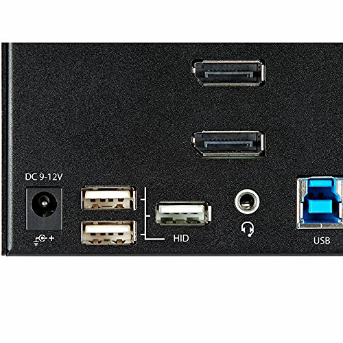 StarTech.com 2 Port Triple Monitor DisplayPort KVM Switch - 4K 60Hz UHD HDR - Desktop DP 1.2 KVM with 2 Port USB 3.0 Hub (5Gbps) & 4X USB 2.0 HID Ports, Audio - Hotkey Switching - TAA (SV231TDPU34K)
