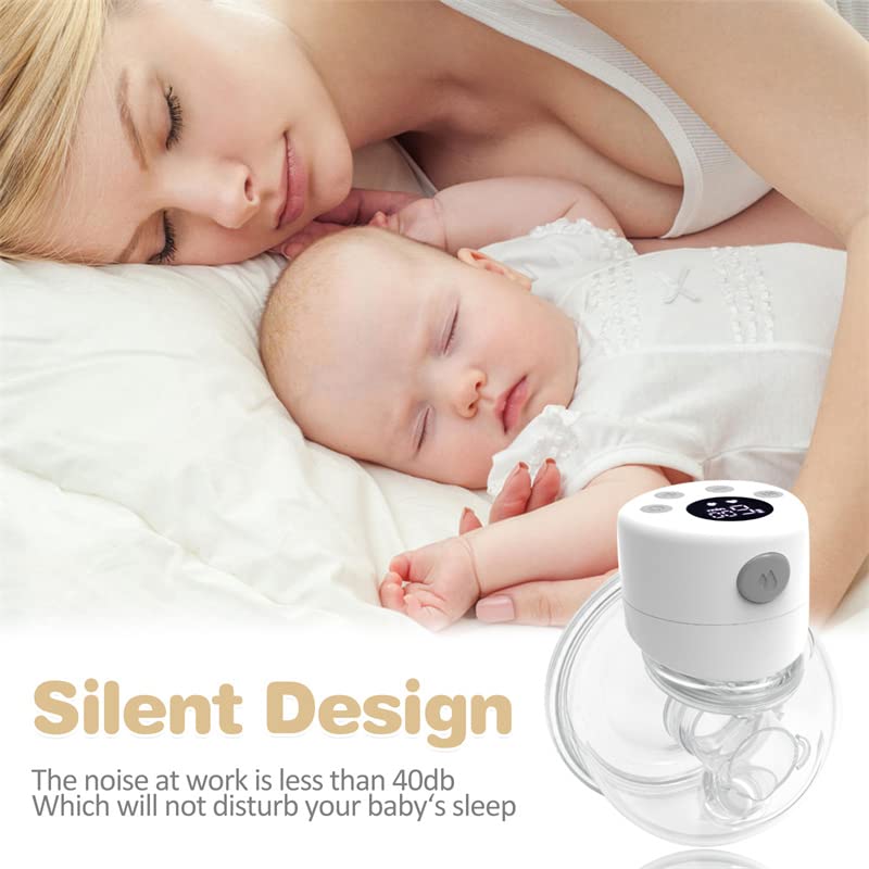 LORYHALL Wearable Electric Breast Pump, Portable Hands Free Pump, LED Display, Low Noise & Closed System, 2 Mode & 9 Levels Wireless Pump Easy to Assemble and Dishwasher Safe, 24mm Flange, 2 Pack