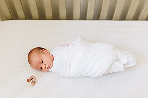 MOMS ON CALL Baby & Newborn Swaddle Blanket | 0-3 Months | Nursery Baby Gift | 48 X 48 Inch | 100% Cotton | Modern White