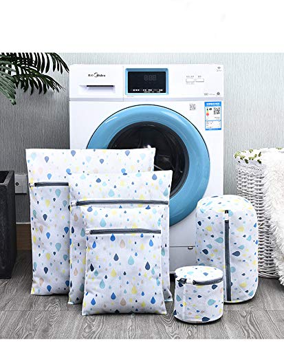 5Pcs Mesh Laundry Bags Laundry,Clothing Washing, Bra,Hosiery, Stocking, Underwear, Travel Laundry Bag (Blue Cactus)