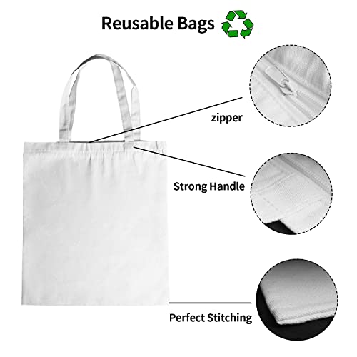 UOhost 8 PCS 100% Polyester Sublimation Blank Canvas Tote Bags with Zipper for Women Kids Gift,Resuable Washable