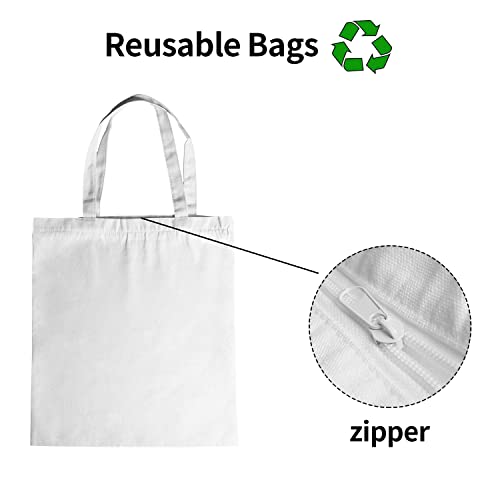 UOhost 8 PCS 100% Polyester Sublimation Blank Canvas Tote Bags with Zipper for Women Kids Gift,Resuable Washable