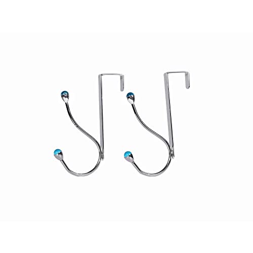 Elegant Home Fashions Single Hook Over The Door Hanger with Blue Acrylic Jewel Finish