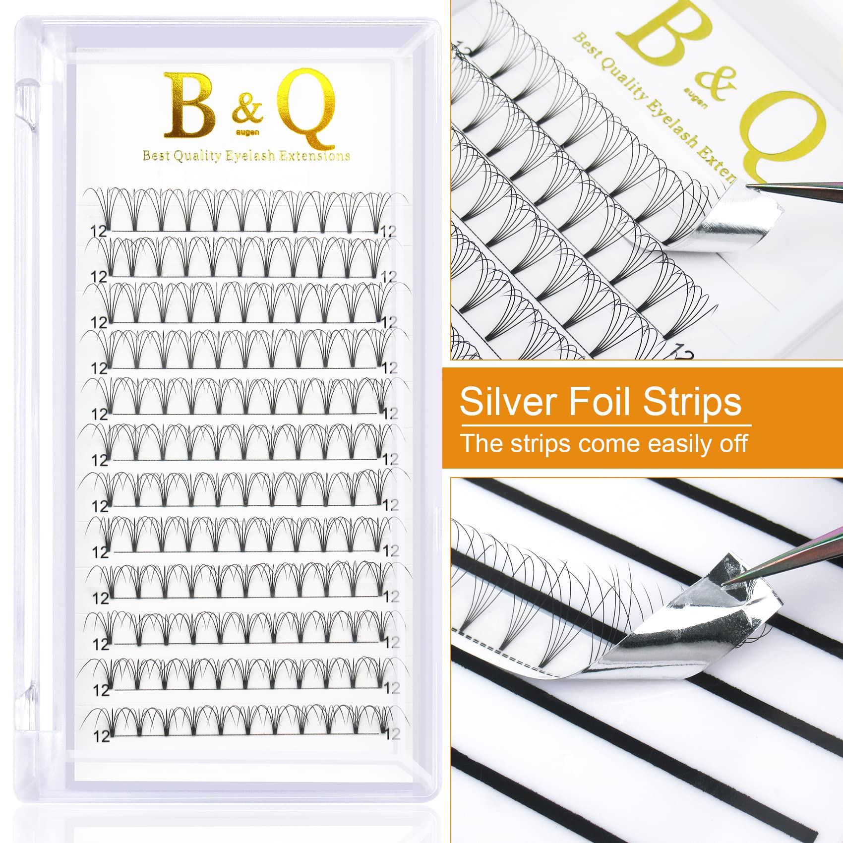 Premade Fans Eyelash Extensions 5D 6D 4D 3D Pre Made Eye Lash Extension Fans Short Stem 0.07 0.10 C D Curl Volume Lash Extensions 9mm to 18mm B&Qaugen Eyelash Extension (5D-0.10D,8-15MIX)