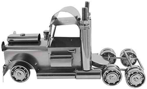 BRUBAKER Wine Bottle Holder 'Truck' - Table Top Metal Sculpture - with Greeting Card