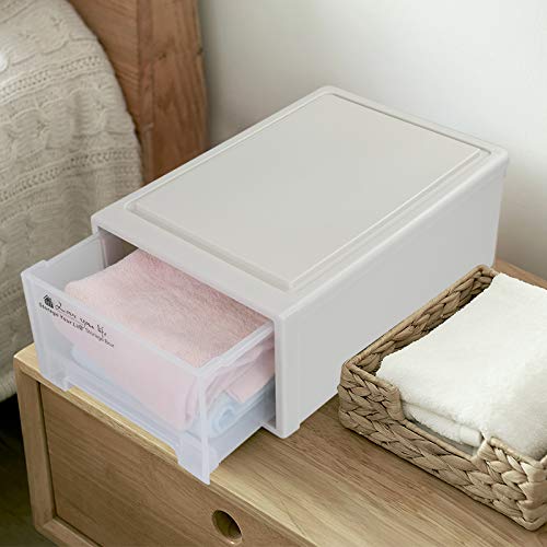 Rinboat 12 Quart Plastic Stacking Storage Drawer Unit Front Box, 1 Pack