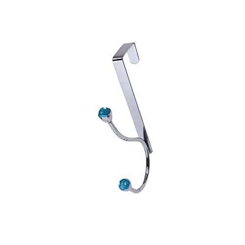 Elegant Home Fashions Single Hook Over The Door Hanger with Blue Acrylic Jewel Finish